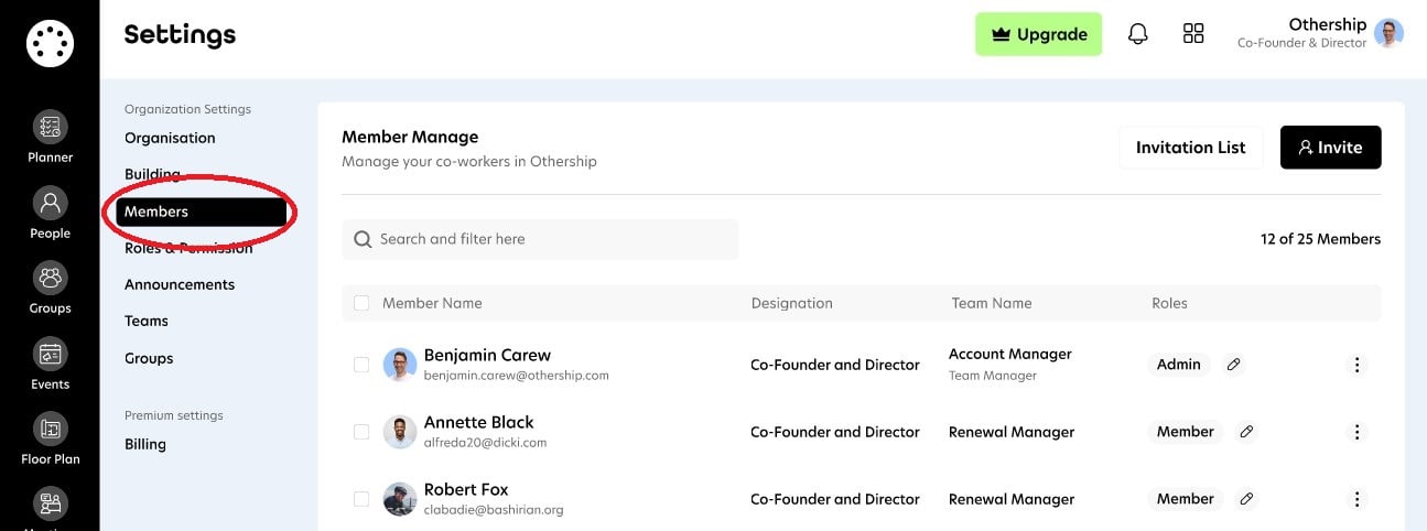 How to invite and remove people from an Organisation?